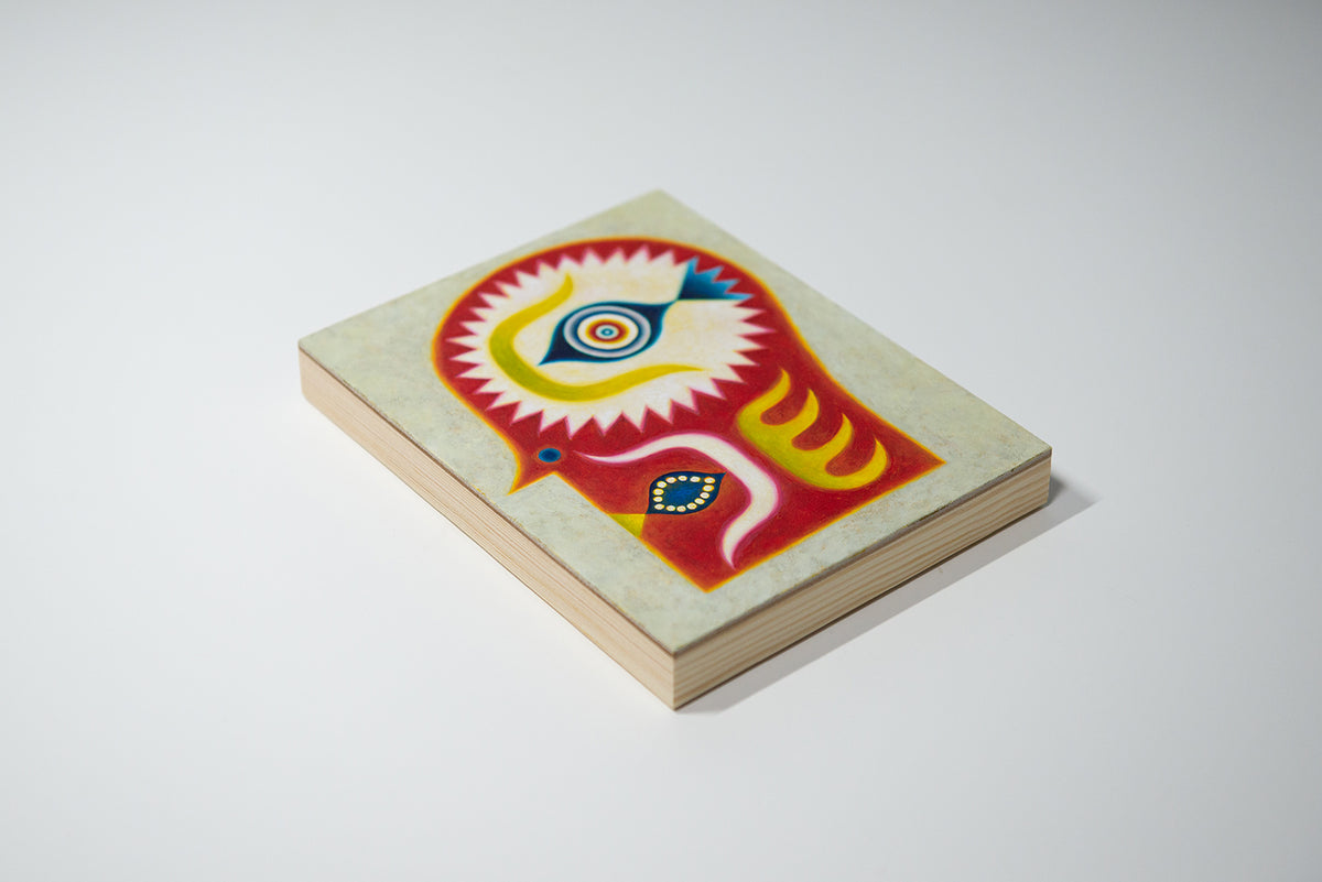 bird fish head red original painting – yumaeda